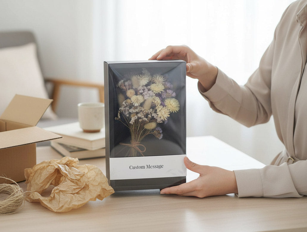 NORA - Personalised Dried Bloom Message Box (Cream) – Earth & Green